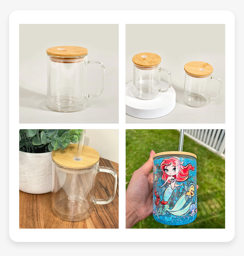 15/17oz Sublimation Snow Globe Glass Mug with Handle | Besin