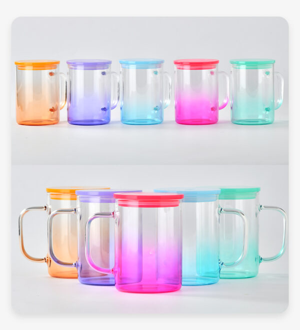 17oz Sublimation Transparent Gradient Glass Mug with Handle | Besin