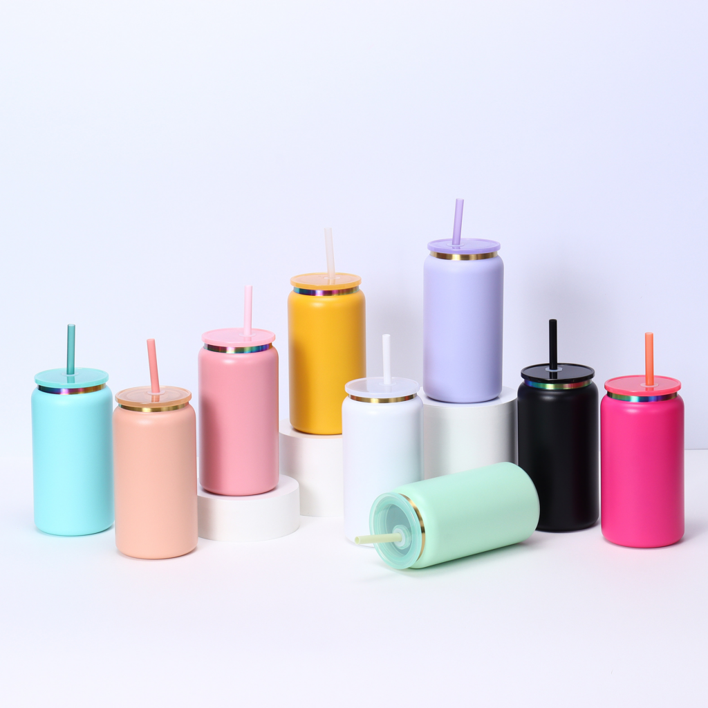 Gold/Rainbow Plated 16oz Soda Can Cups for Laser Engraving