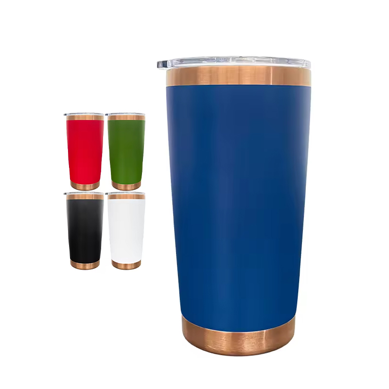 20oz Copper Plated Powder Coated Travel Mug with Magnetic Slide Lid