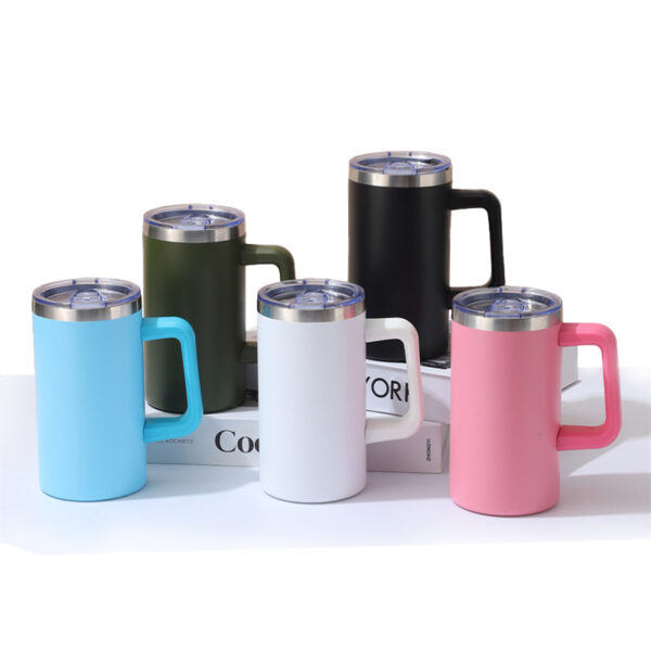 20oz Powder Coated Colored Coffee Mug with Handle