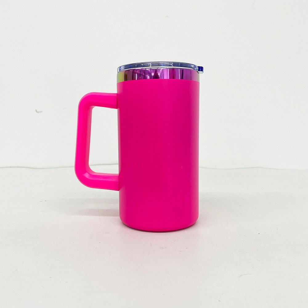 Rainbow Plated 20oz Coffee Mugs with Removable Plastic Handle