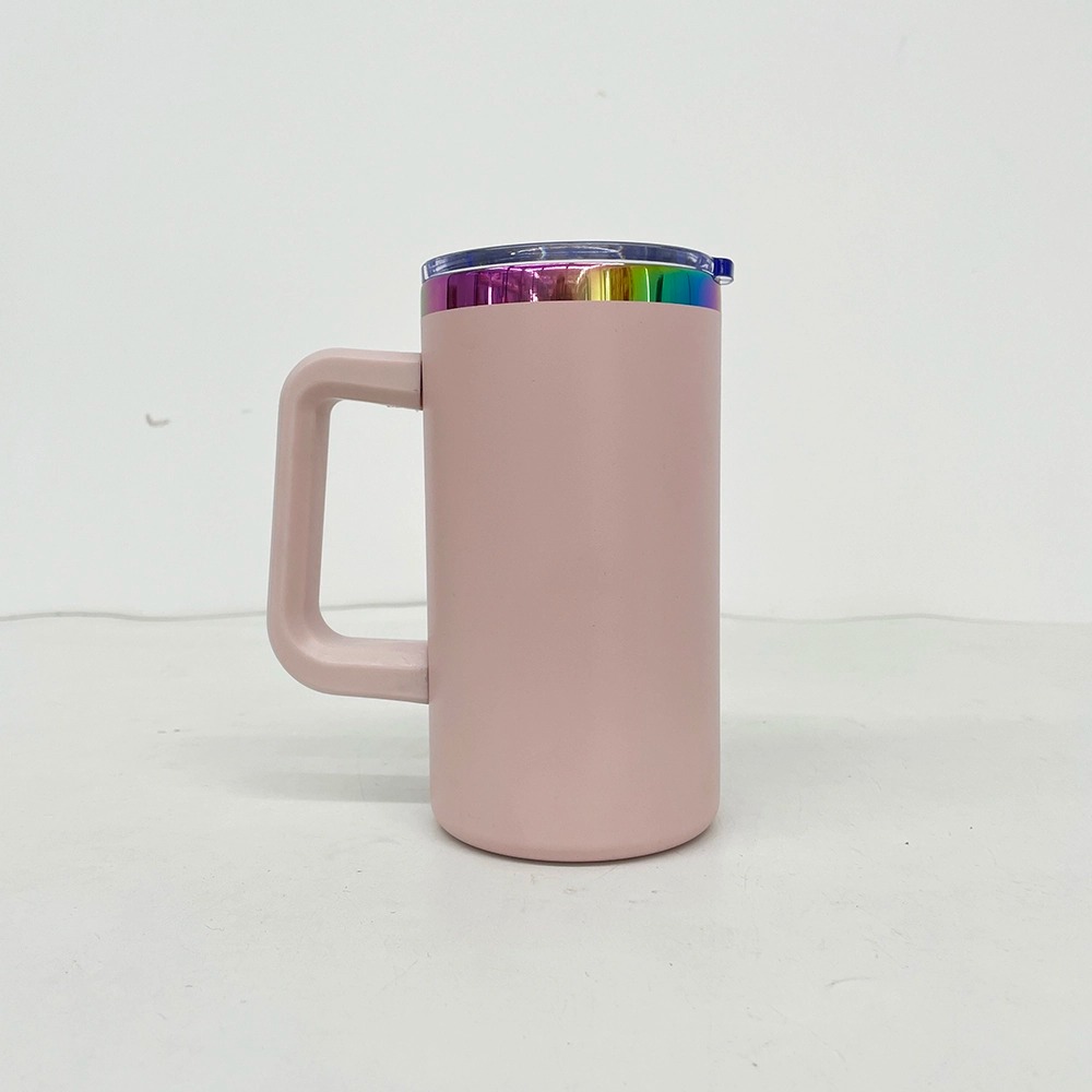Rainbow Plated 20oz Coffee Mugs with Removable Plastic Handle