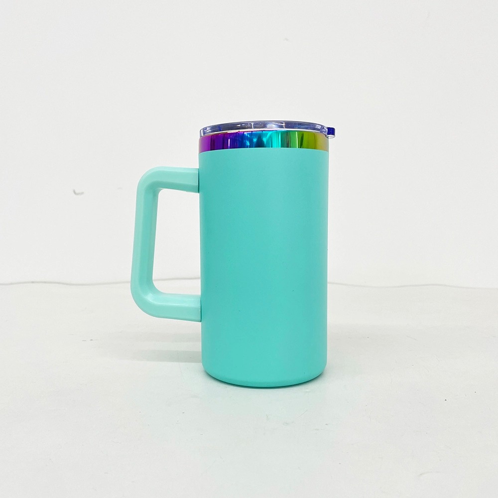 Rainbow Plated 20oz Coffee Mugs with Removable Plastic Handle