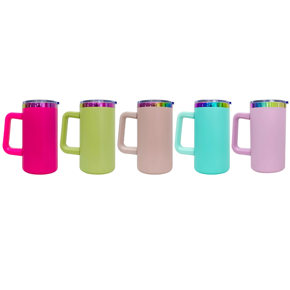 Rainbow Plated 20oz Coffee Mugs with Removable Plastic Handle