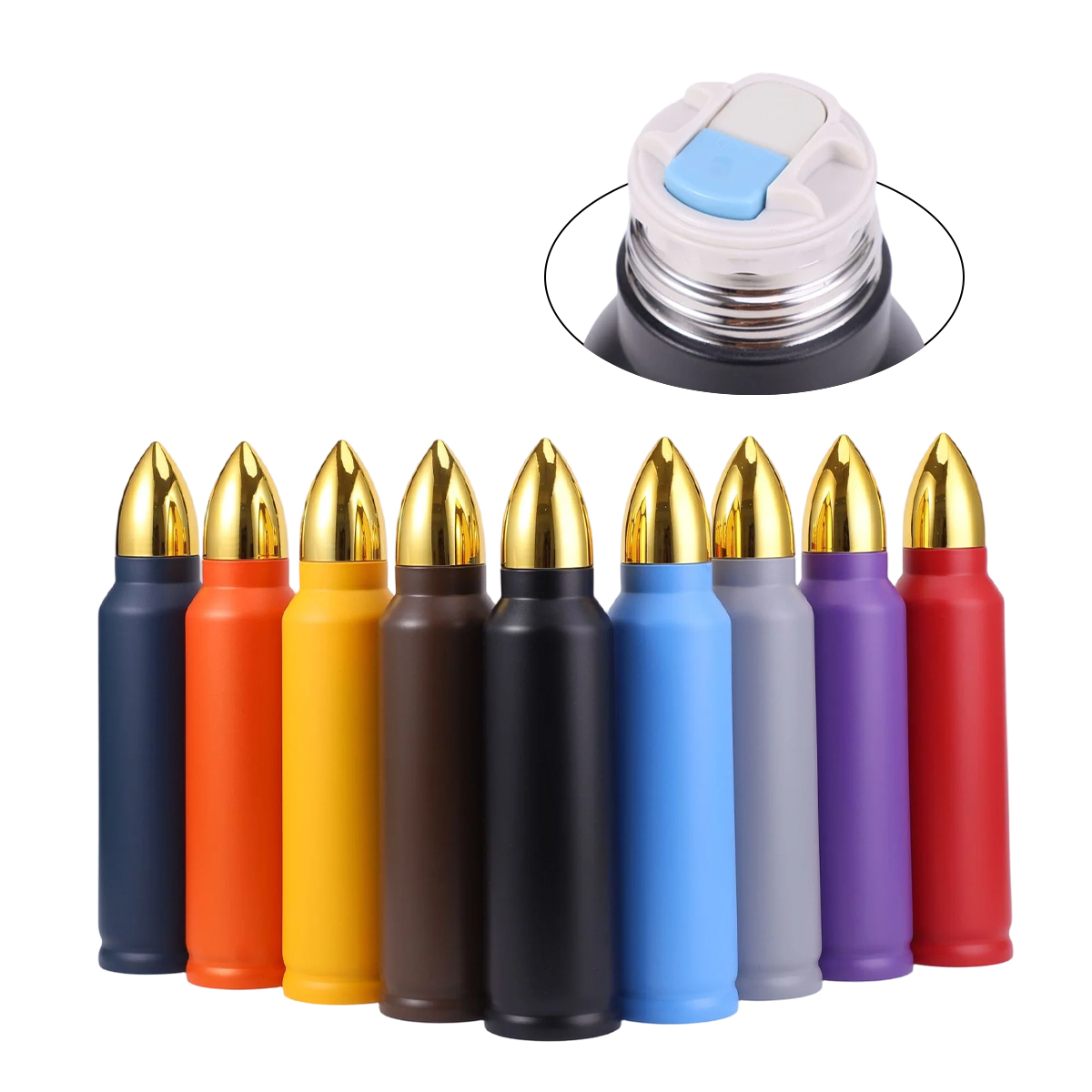 17oz/34oz Stainless Steel Powder Coated Bullet Water Bottles