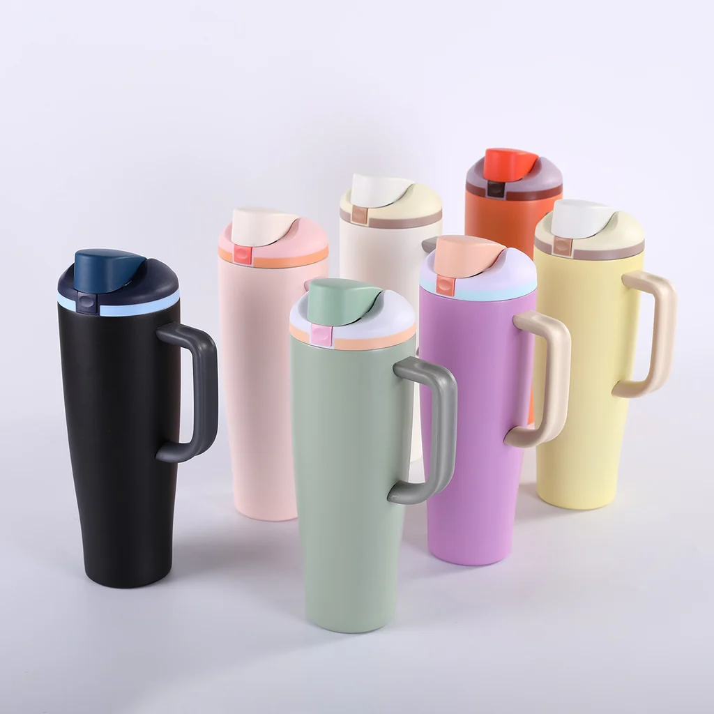 40oz Owala Style Flip Straw Water Bottle with Removable Handle