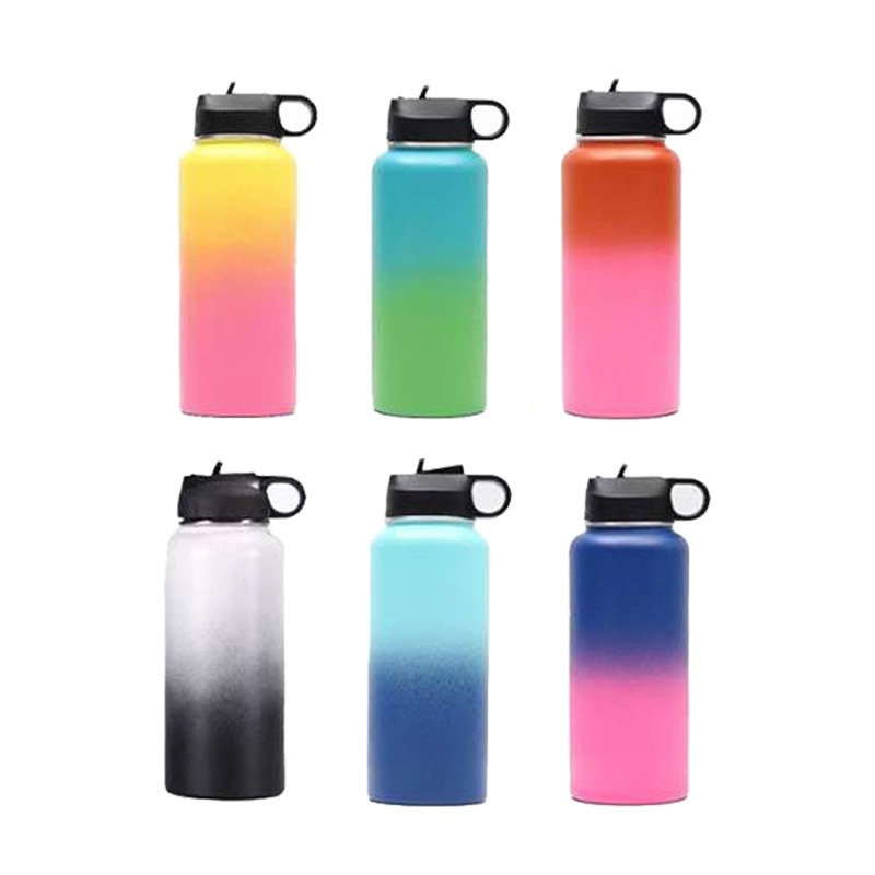 Bulk 32oz Gradient Flask Water Bottles with Multi Lids Option